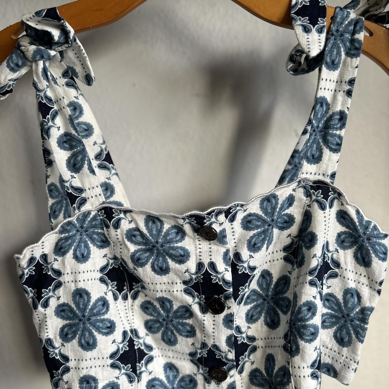 Blue and white Target Coastal crop top blouse | Depop