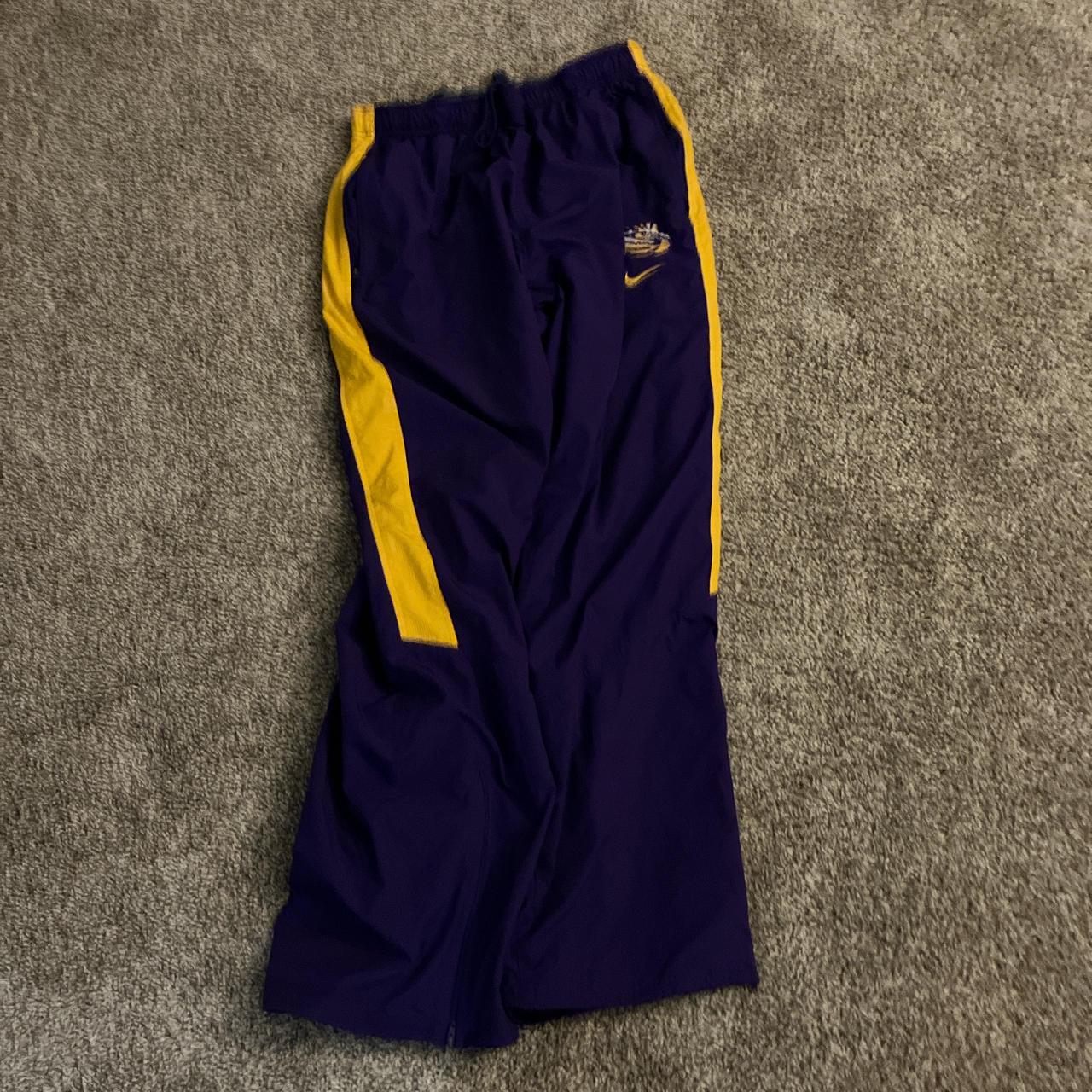 medium-large, purple and gold lsu track pants - Depop