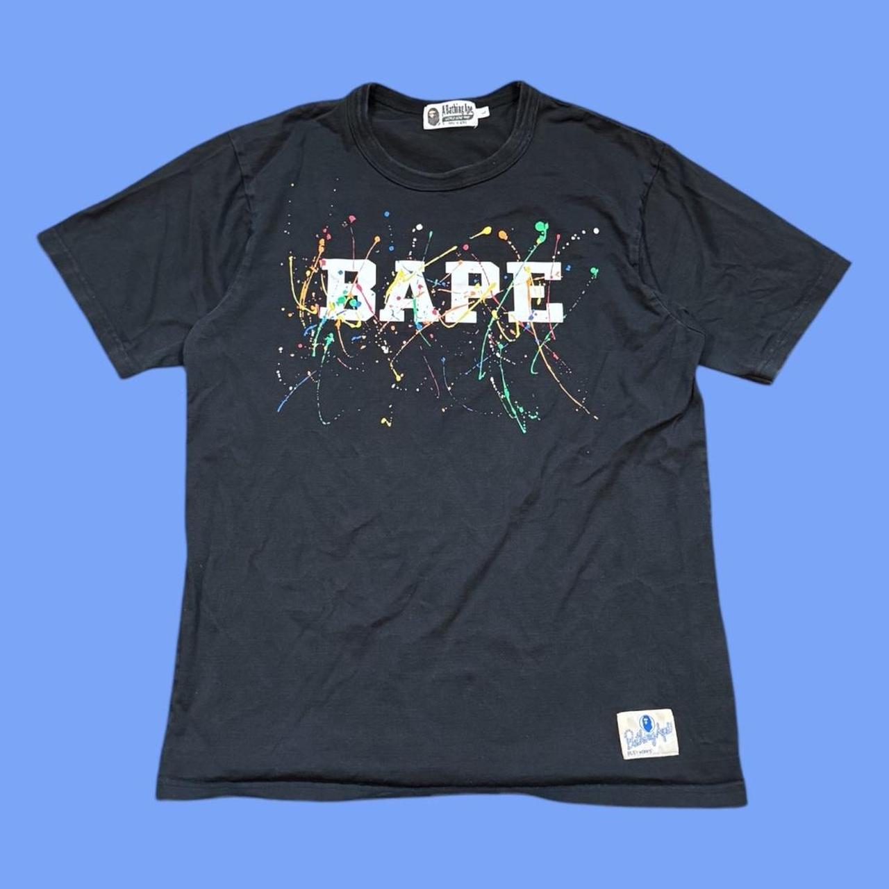 y2k bape a bathing ape multi color paint splatter... | Depop