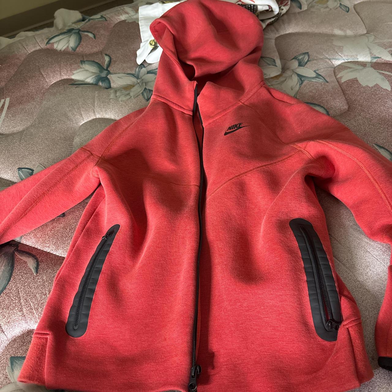 Red Nike tech fleece hoodie - Depop