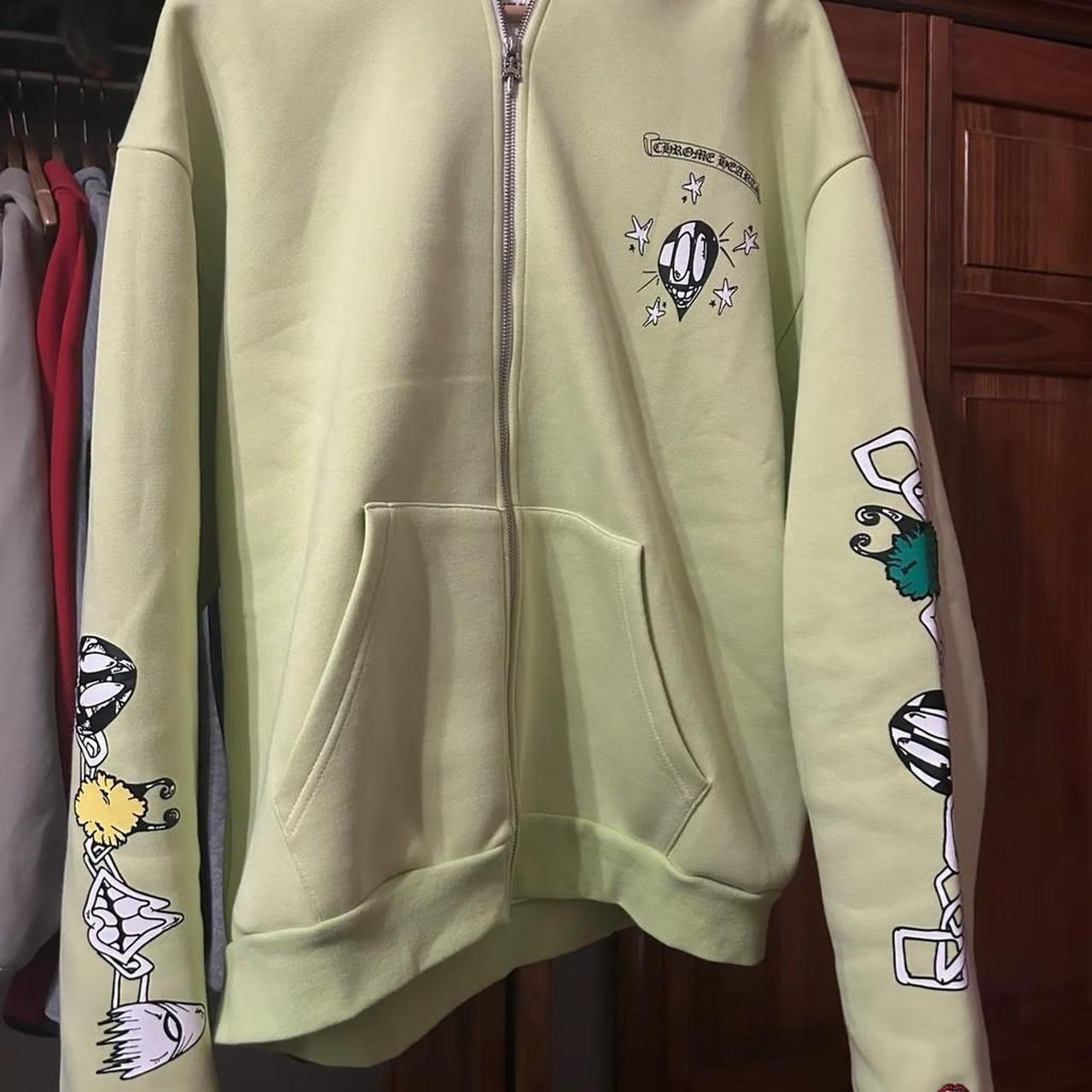 Chrome Hearts Matty Boy Link Zip Up Hoodie 'Lime Green' - Depop