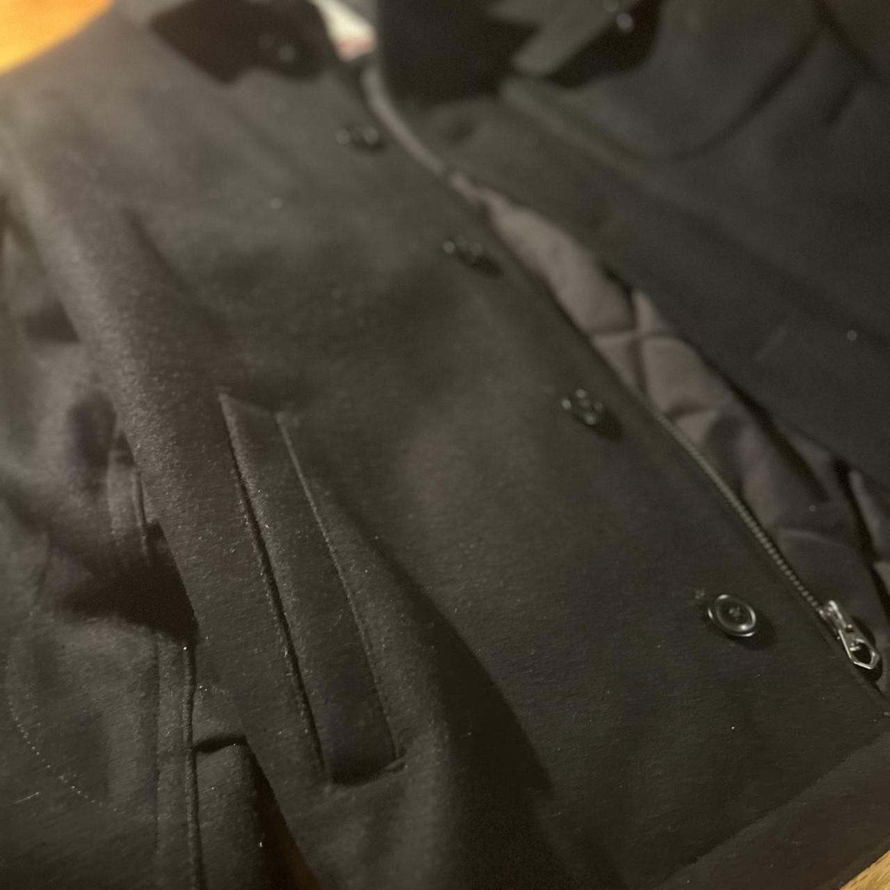 Vintage black Wool jacket Old navy zip-up and... - Depop