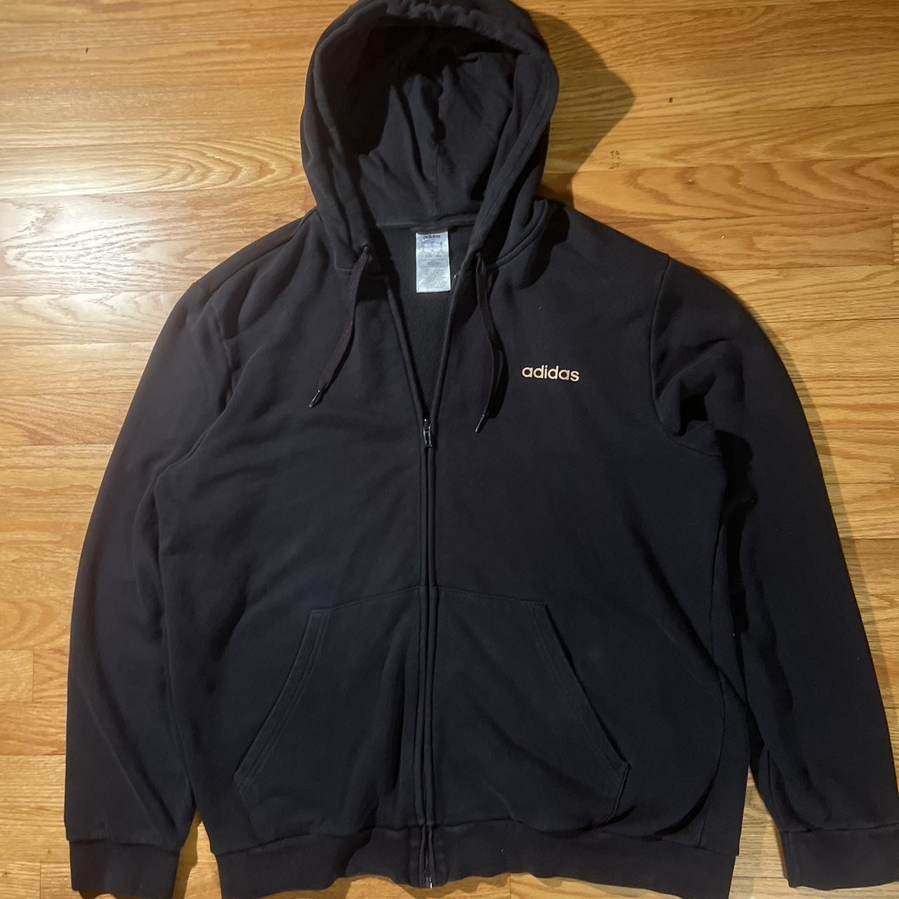 Black Adidas zip up hoodie Black and gold full zip... | Depop