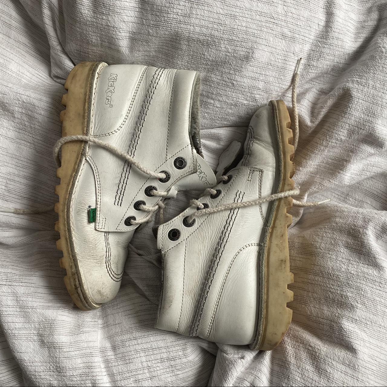white kickers v cute and good condition :)) - Depop