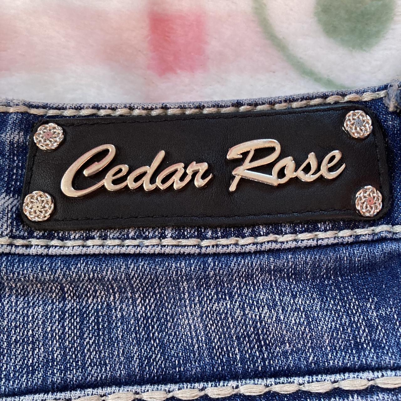 Cedar Rose, Low rise, flared, embroidered jeans with... - Depop