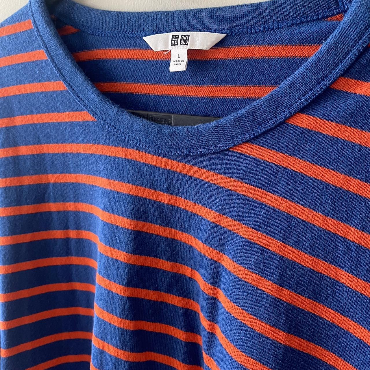 UNIQLO Men's Orange and Blue T-shirt | Depop