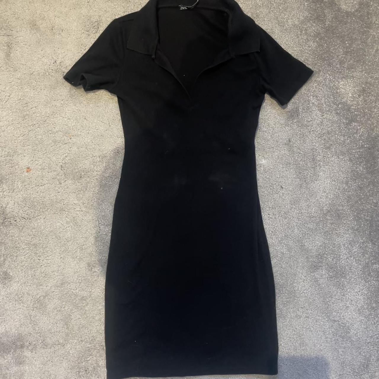 black zara collard mini dress x #zara #minidress... - Depop