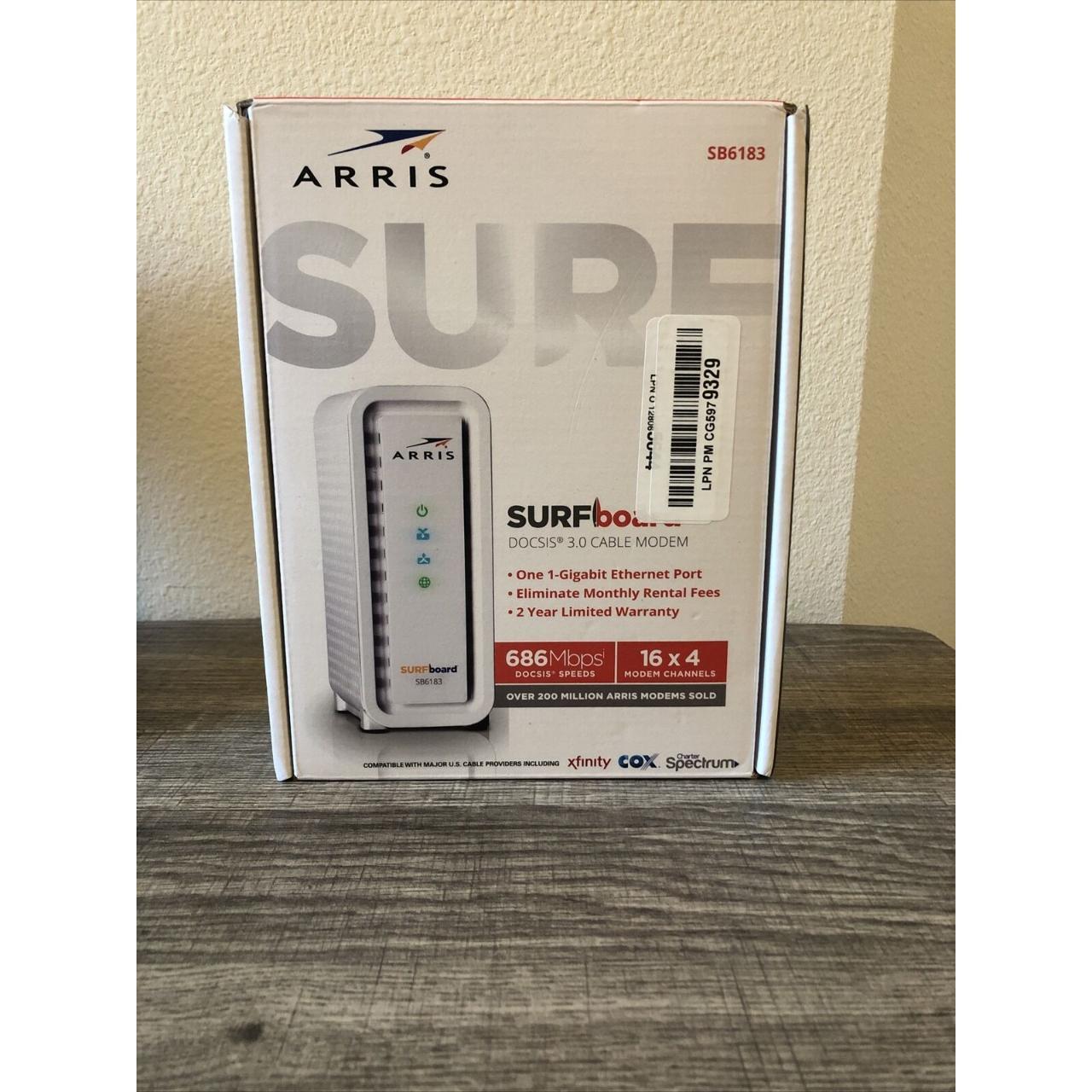 ARRIS SB6183 686 Mbps Cable Modem, White -... - Depop