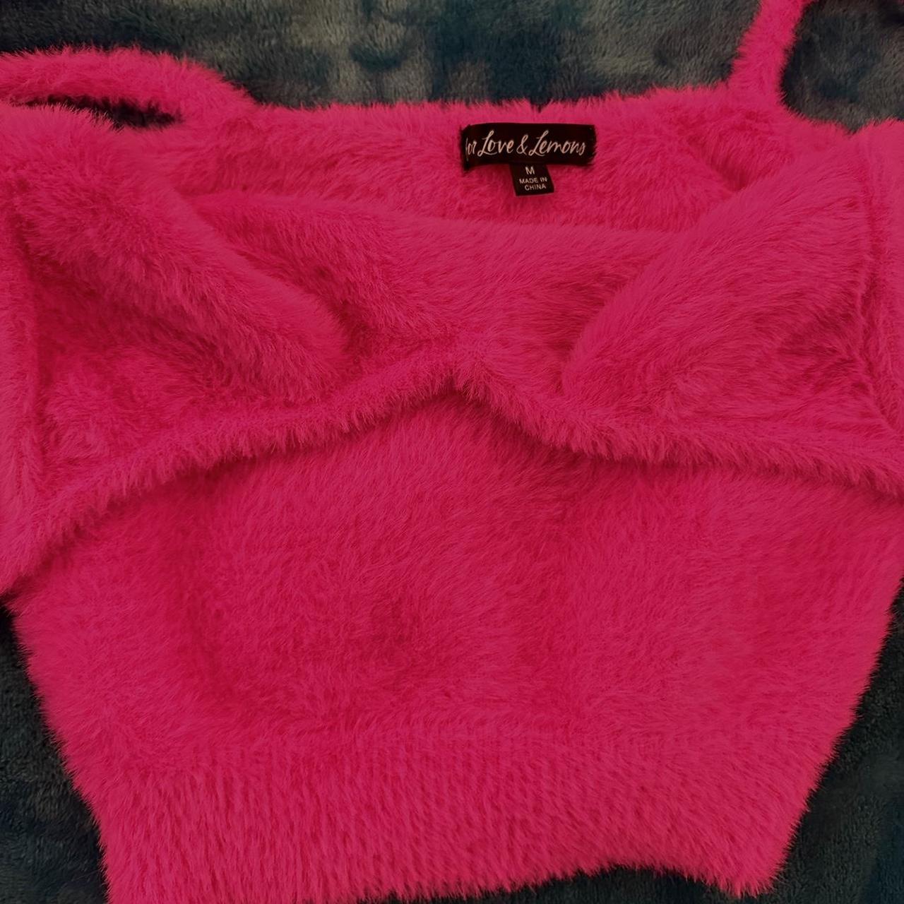 Hot Pink Fuzzy Crop Top - Comfy, Form Fitting... - Depop