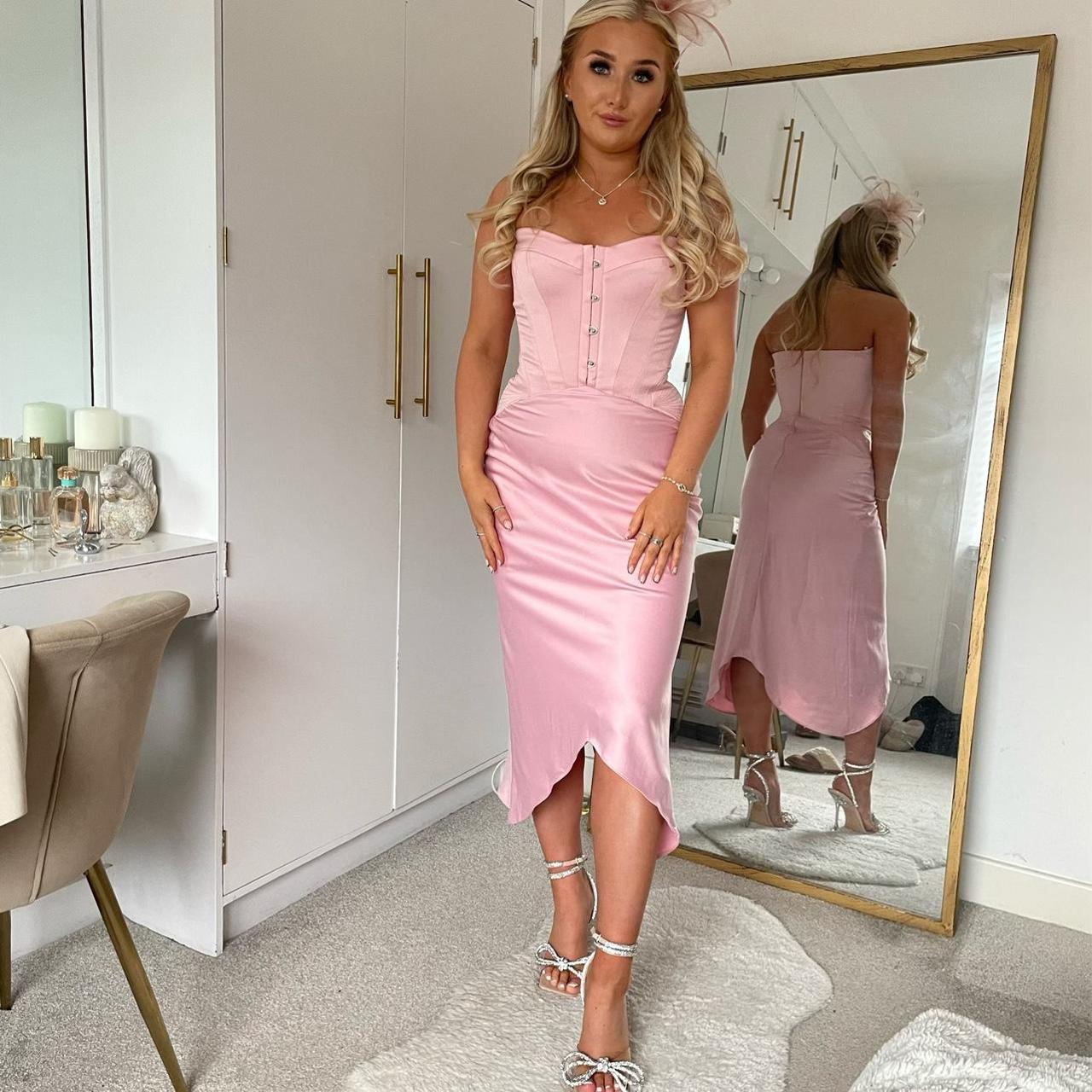 House of CB Imogen corset midi dress in baby pink. A... - Depop