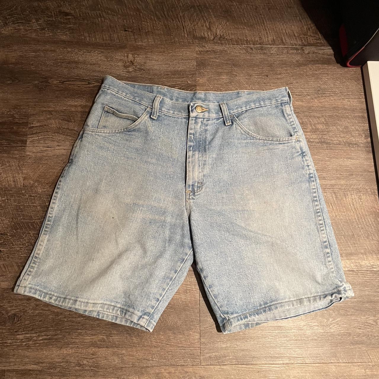 Lightly washed wrangler jorts slightly used,... - Depop