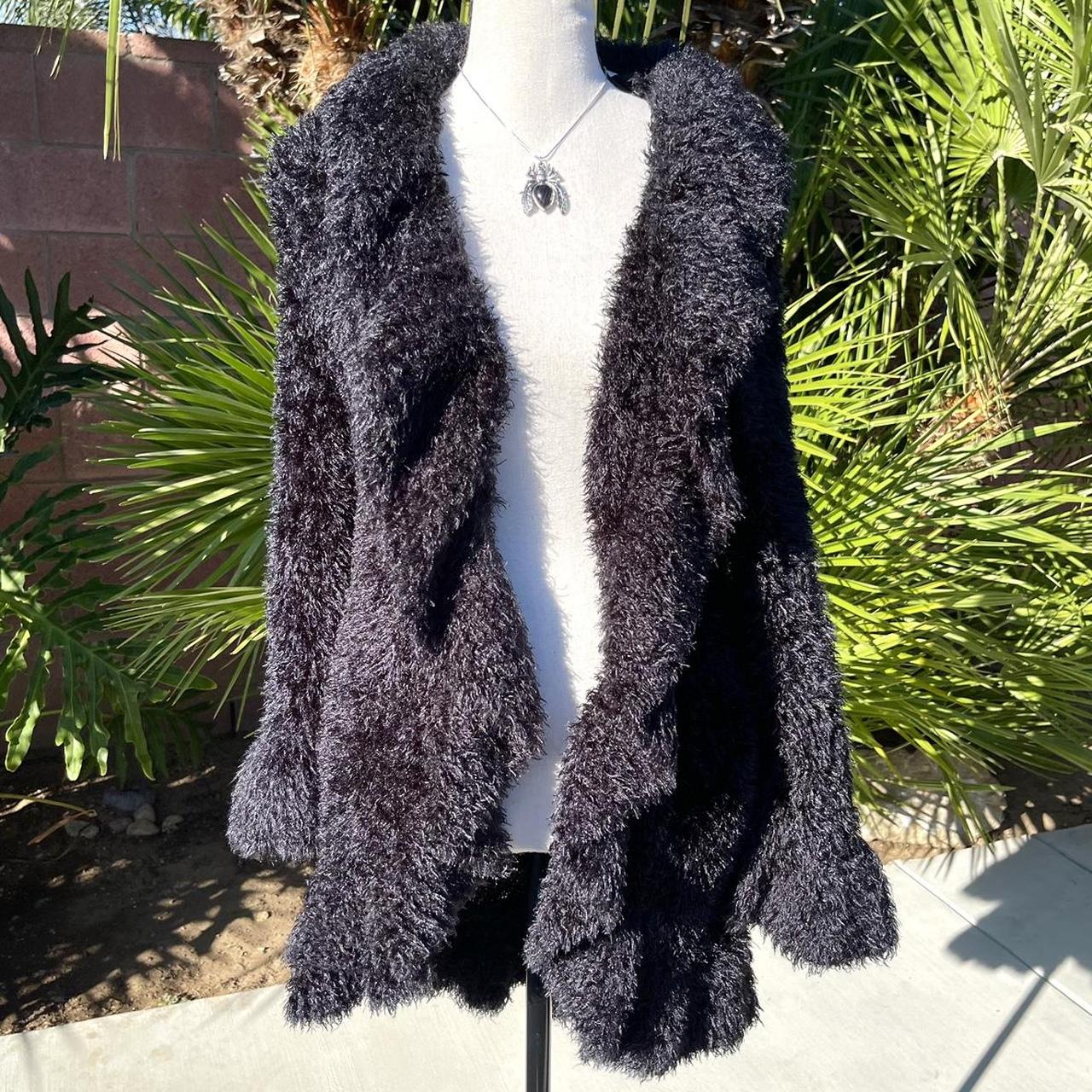 90s vintage fuzzy goth whimsygoth bell sleeve duster... - Depop