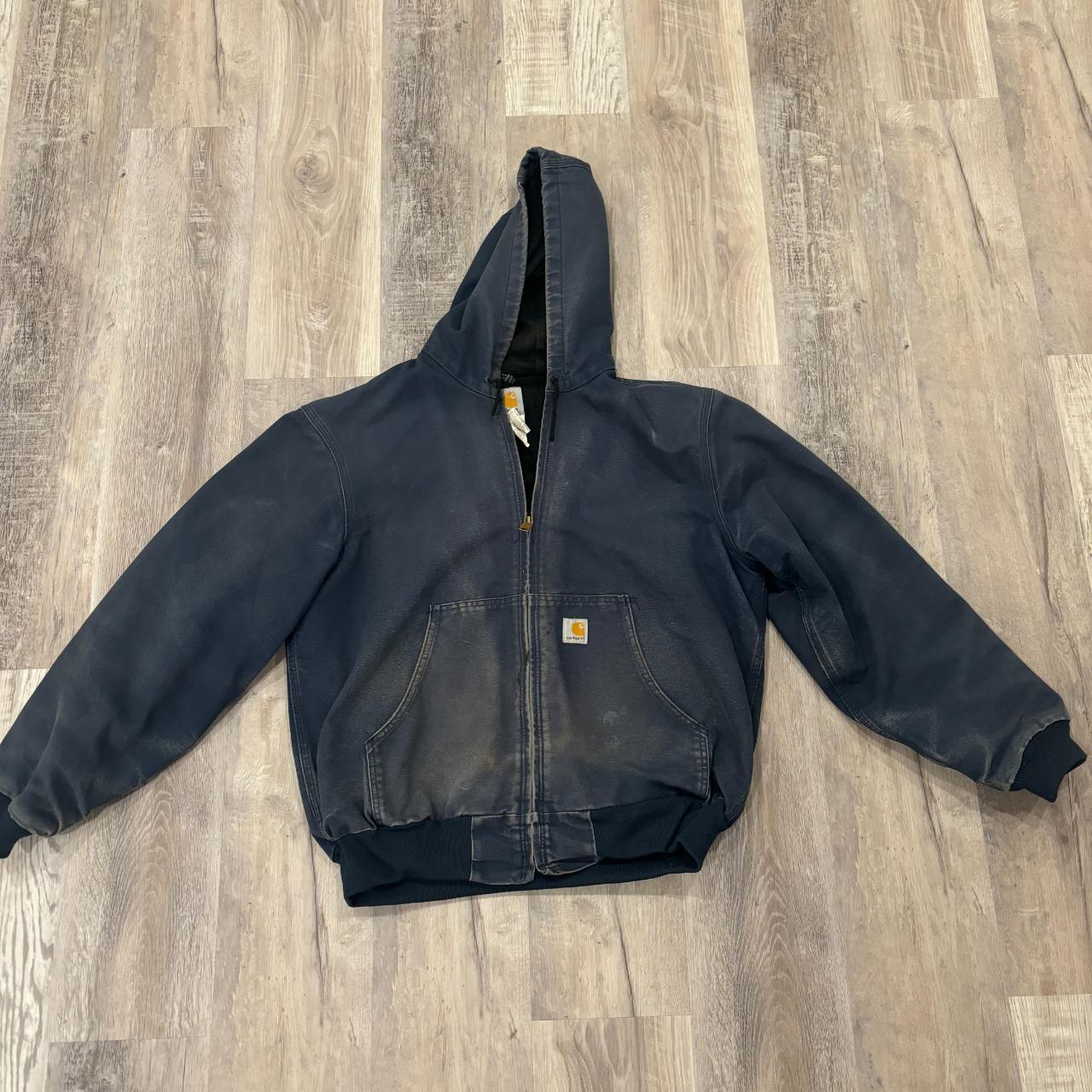 Size L blue carhartt jacket. Has a great fit nice Fade - Depop