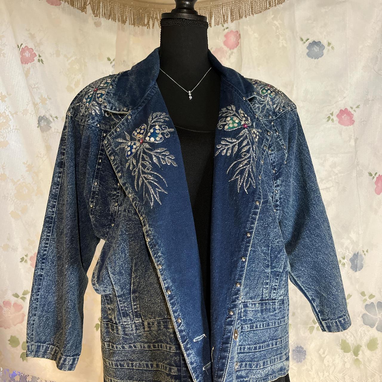 Denim Bling jacket Size small but looks bigger... | Depop