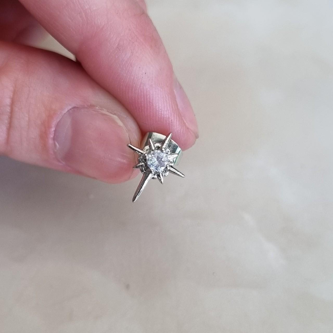Small silver star with gemstone stud. Sterling silver - Depop