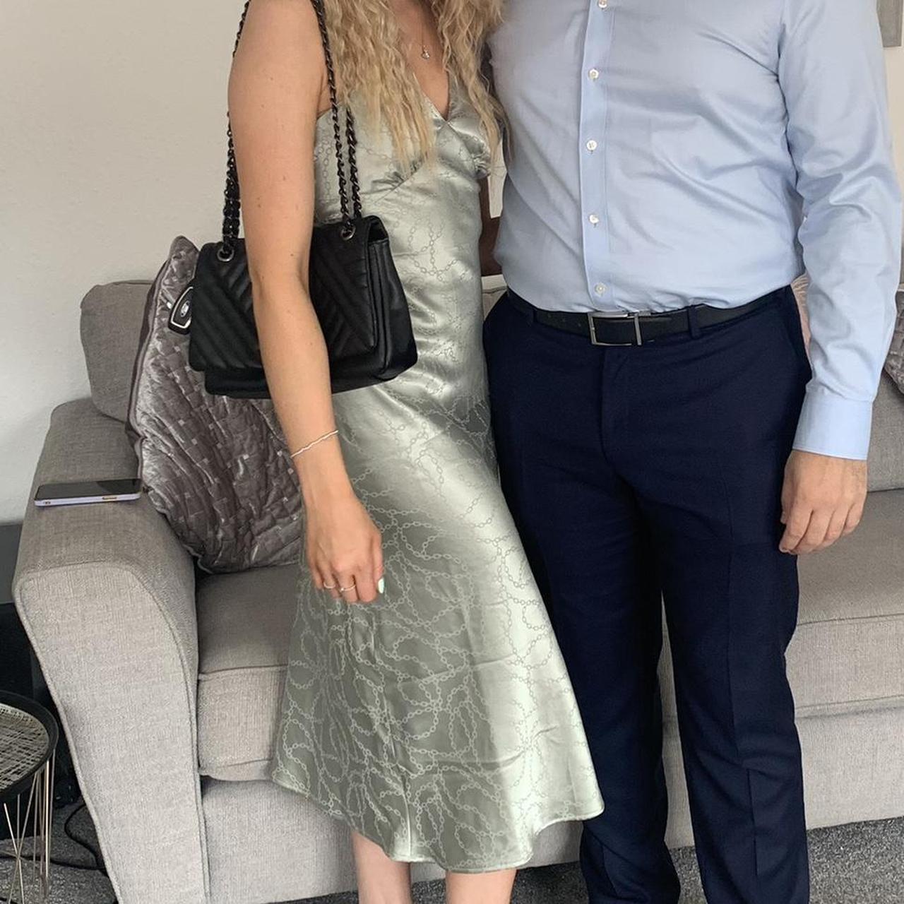 Primark Satin Dress in Sage Green Worn once Cross... - Depop