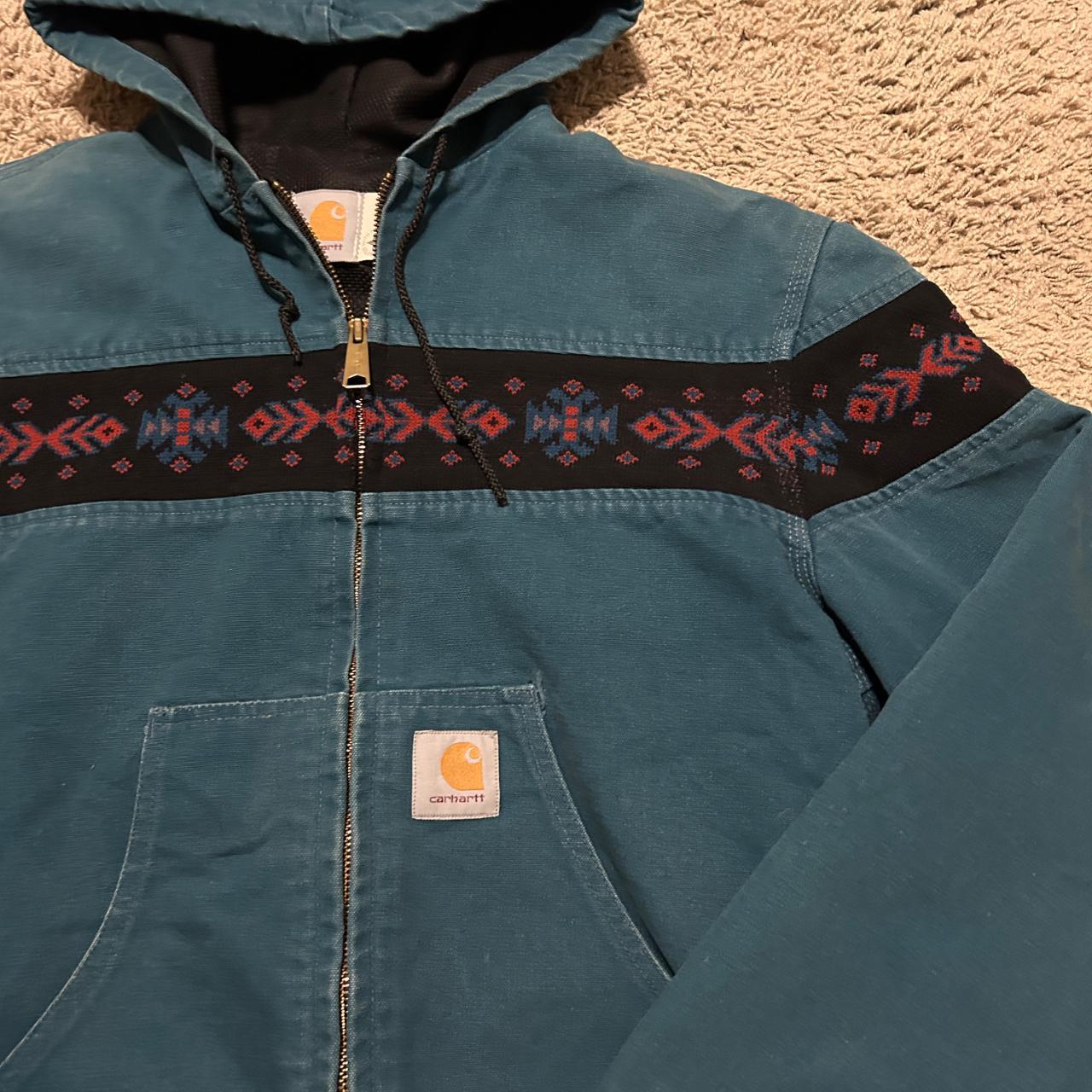vintage Carhartt Aztec Hooded Jacket NOT REAL... | Depop