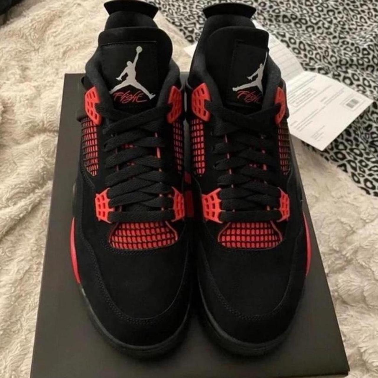 Red Thunder Jordan 4s - Depop