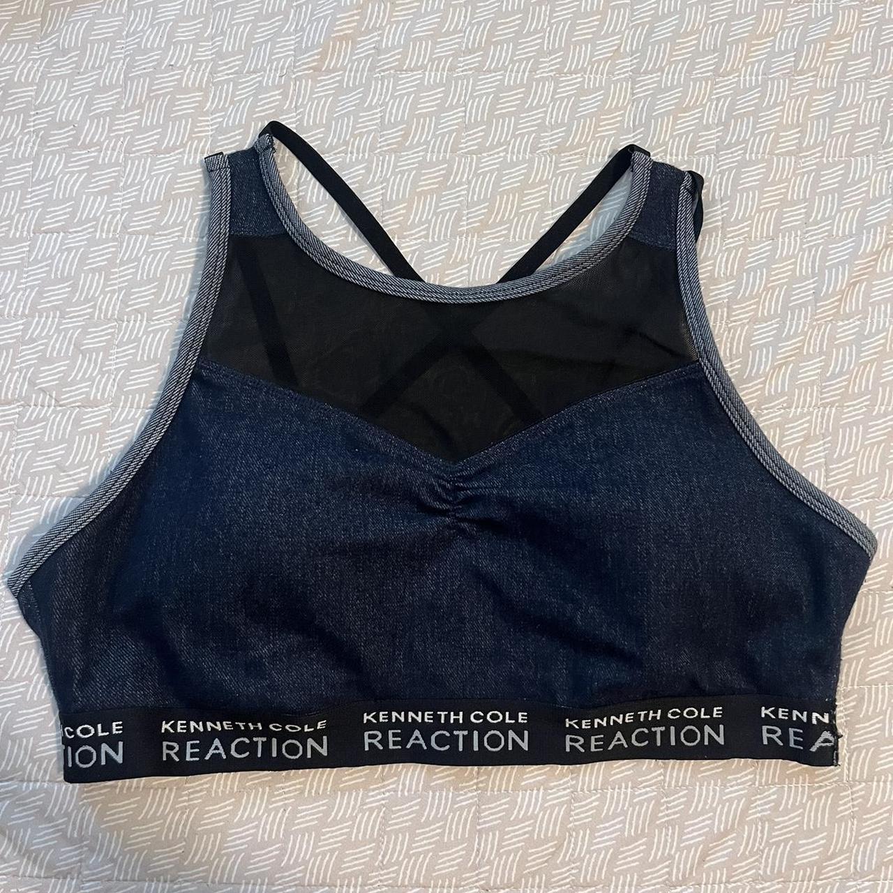 Kenneth Cole Reaction navy blue & black sports bra.... - Depop