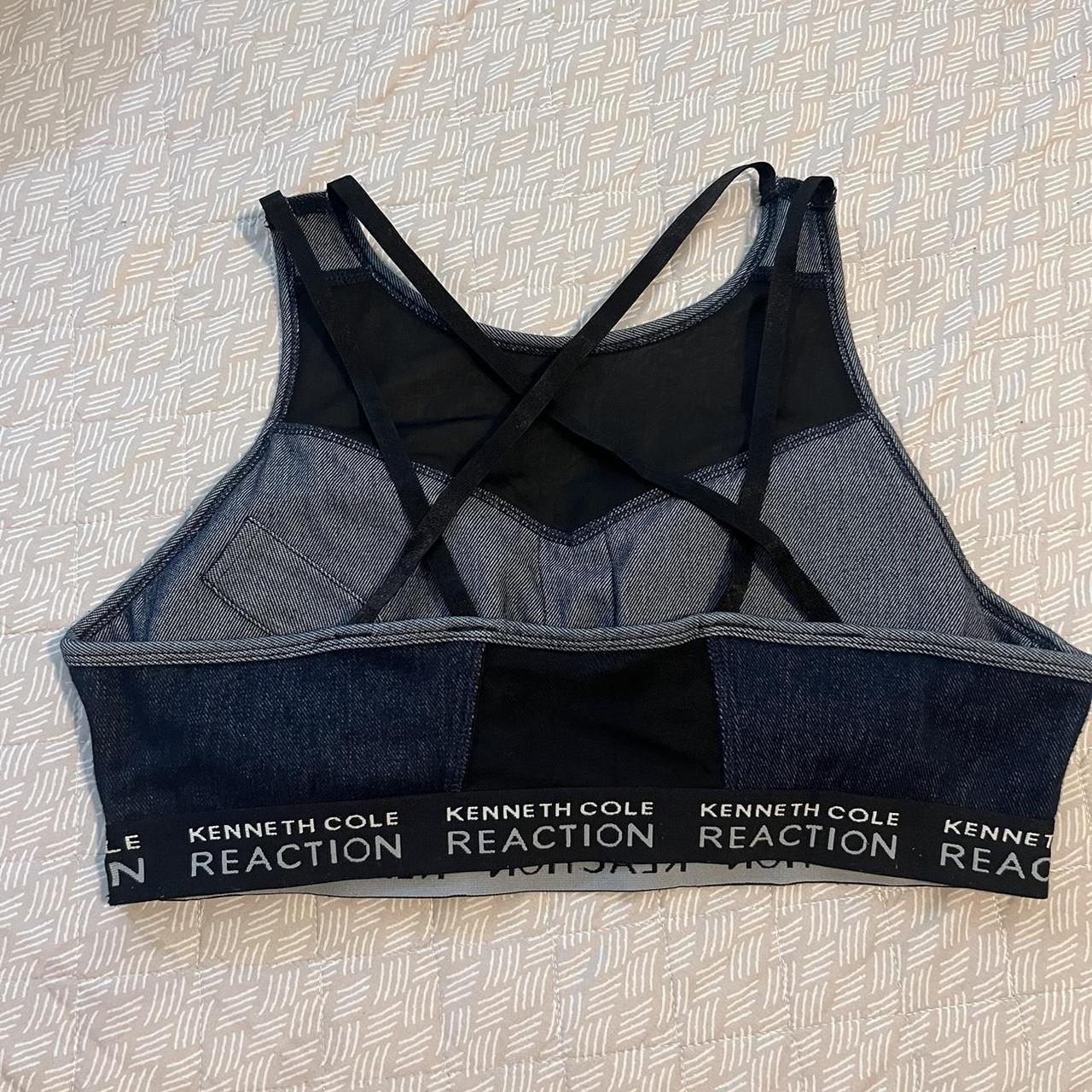 Kenneth Cole Reaction navy blue & black sports bra.... - Depop