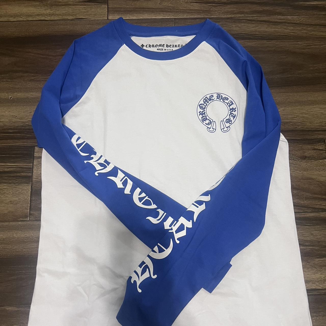 Blue Chrome Hearts baseball longsleeve size S •Fits... | Depop