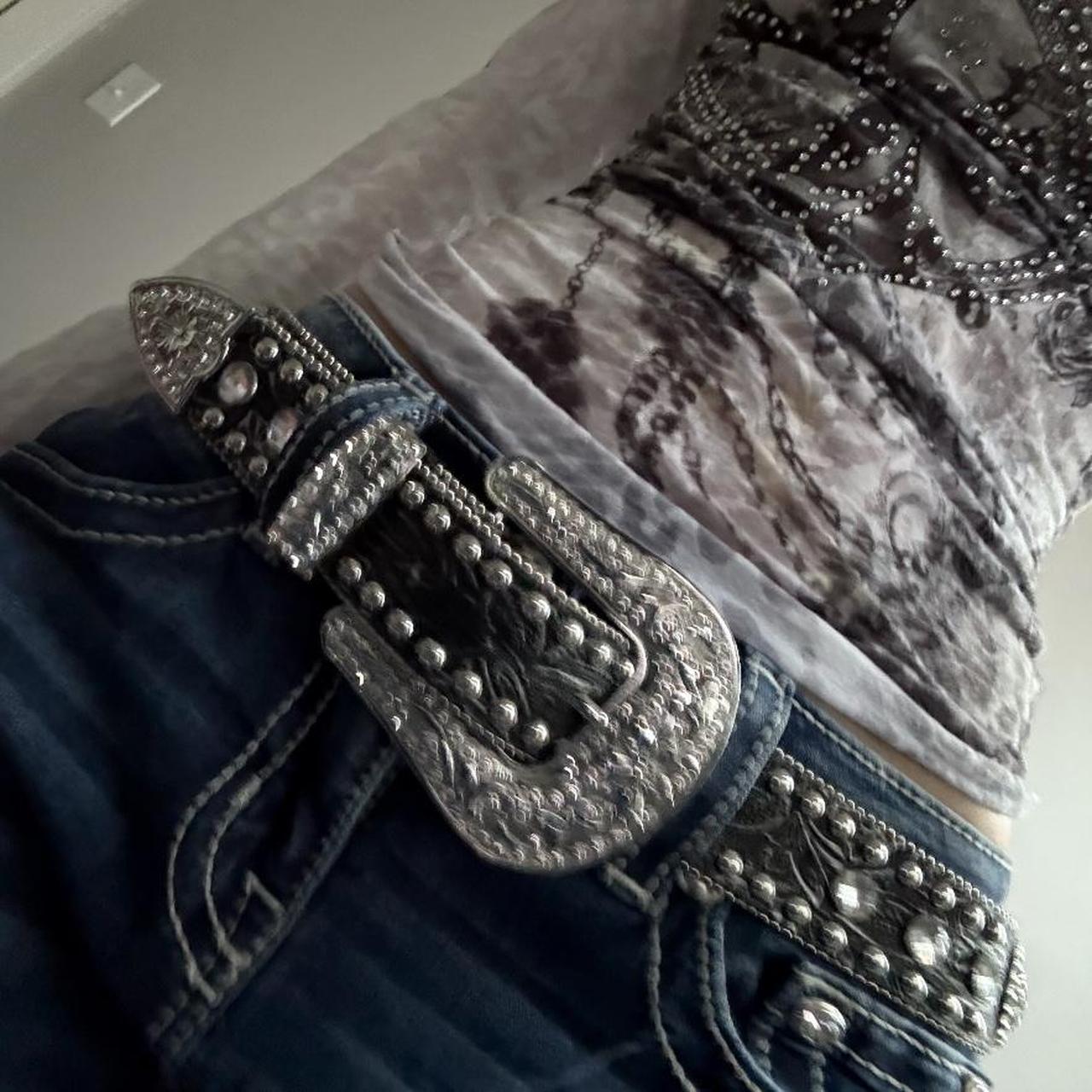 studded rhinestone belt - only worn once - all... | Depop