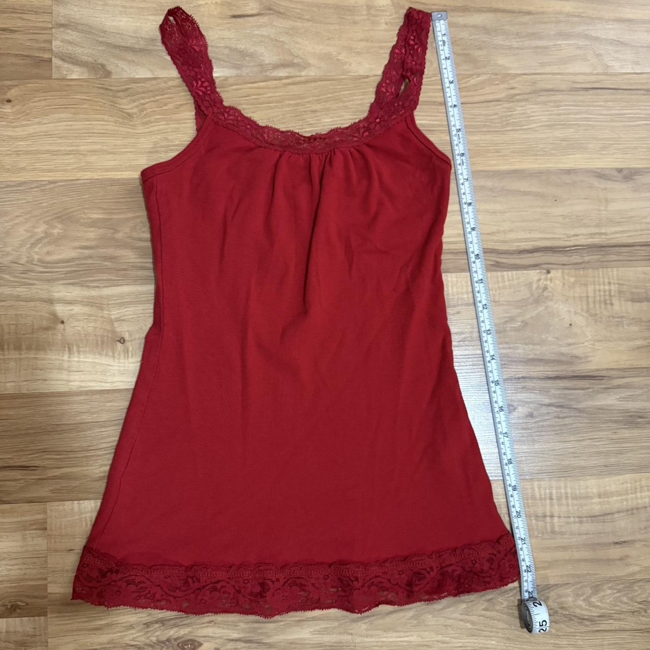 small red tank with flower lace details #tanktop... | Depop