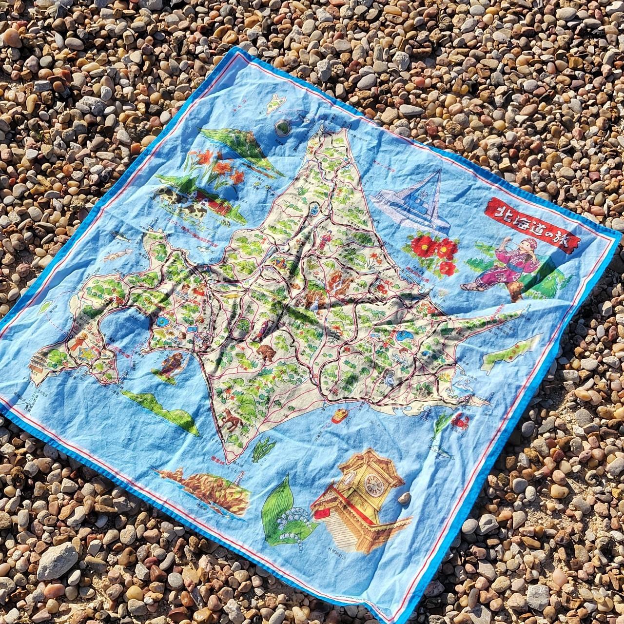 🌏 Vintage Hokkaido Map Handkerchief 🌏 Originally... | Depop