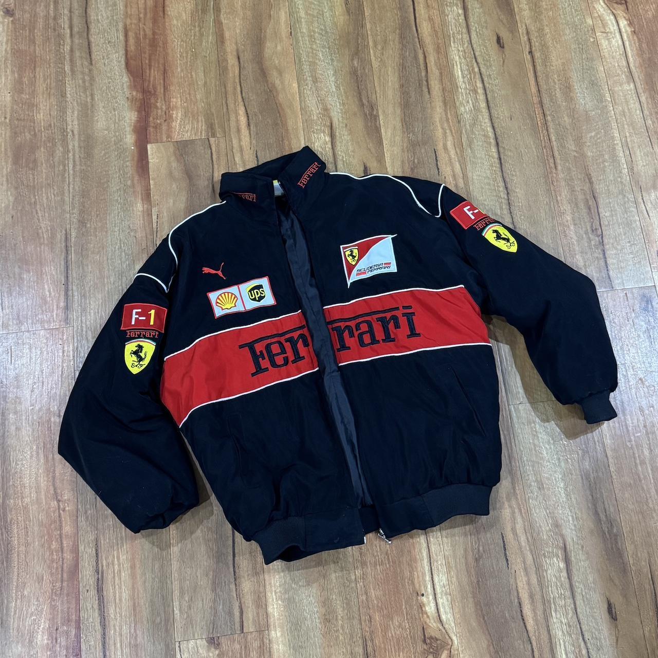 Ferrari puffer jacket with red accents, have hardly... | Depop