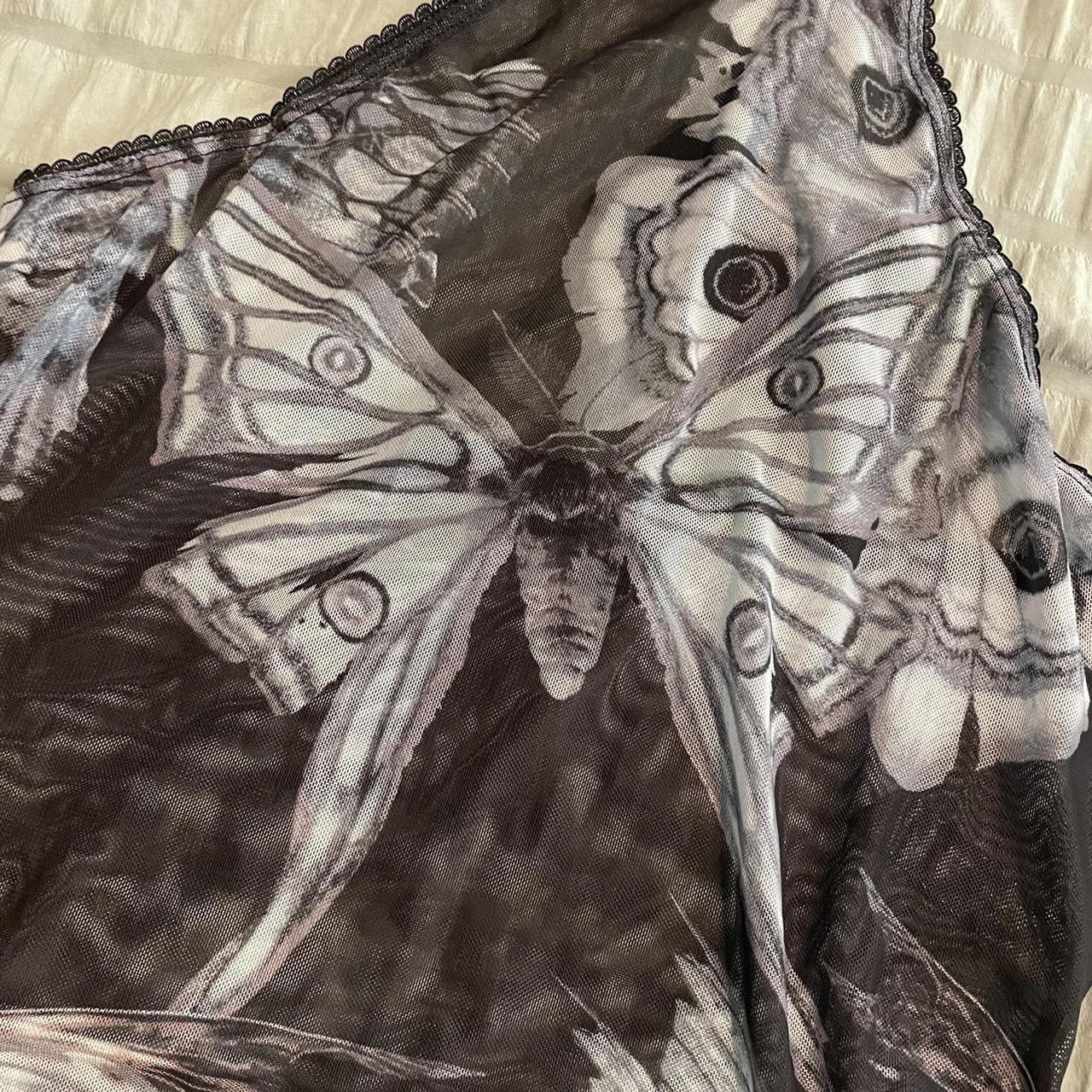 Dollskill black and white mesh bodysuit with... - Depop