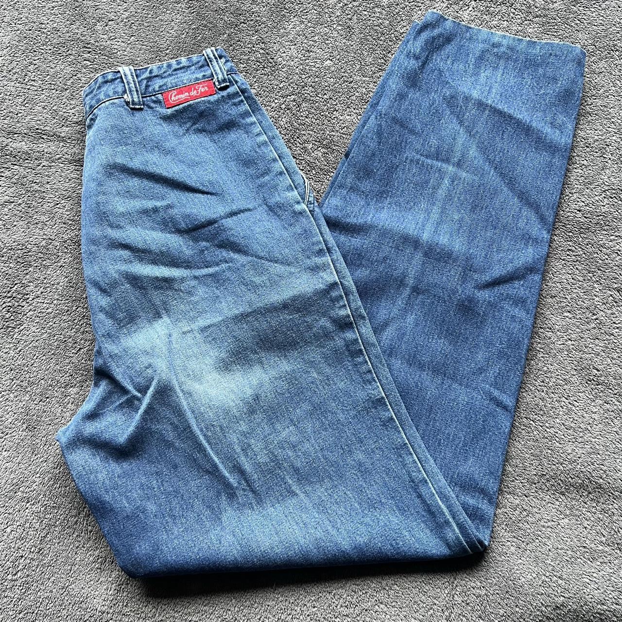 Vintage 1980s Chemin De Fer denim pleated... - Depop