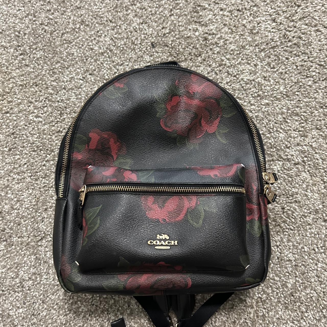 Coach backpack red and black roses detailed | Depop