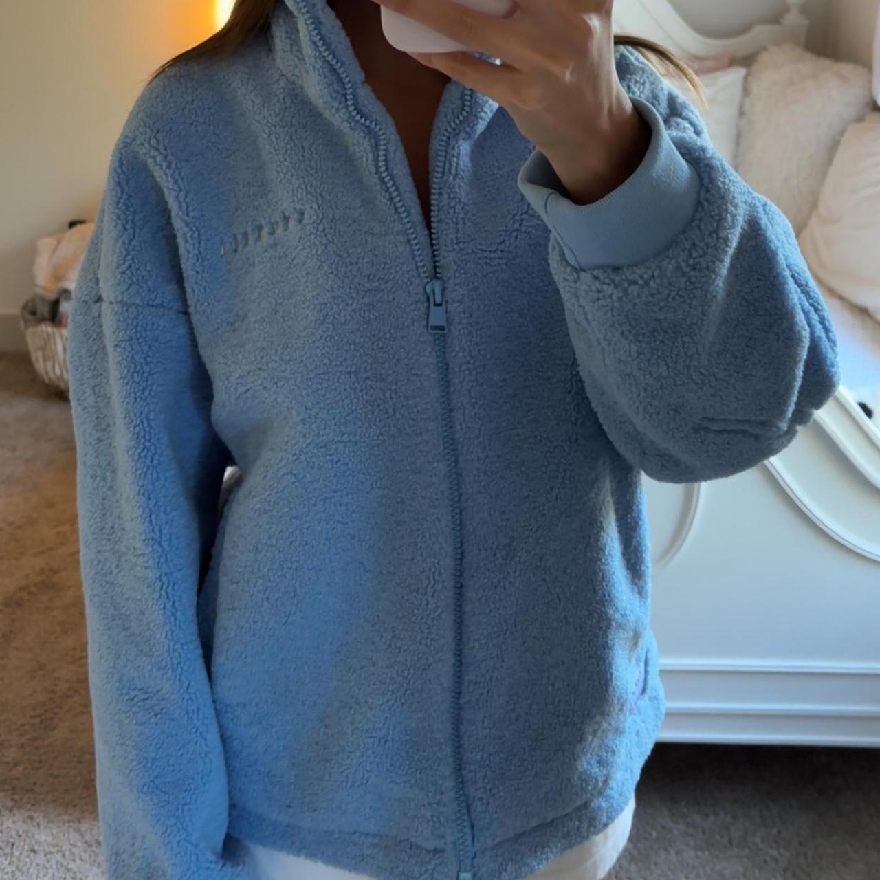 youngla blue fleece jacket - Depop