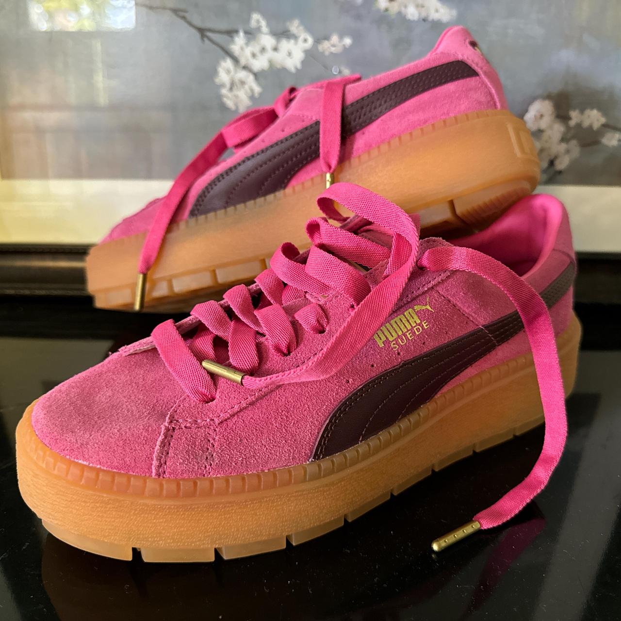 OG Puma magenta pink and purple suede platform... - Depop