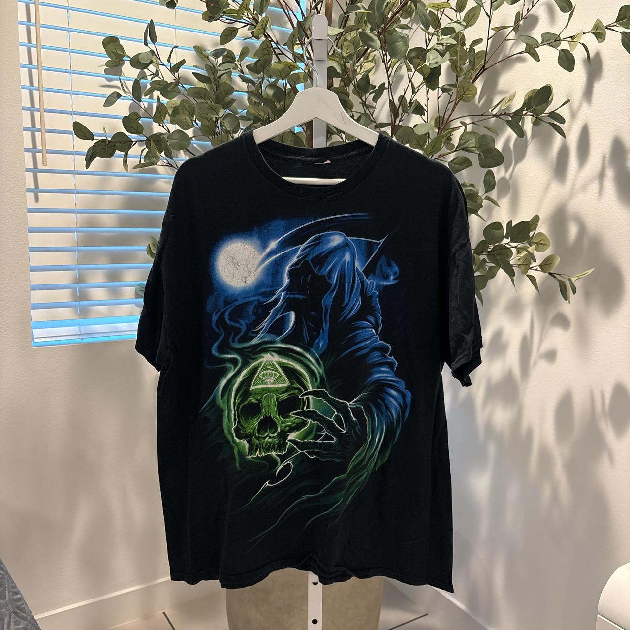 Y2K Skulls & Reaper Skate AOP Front Graphic... | Depop