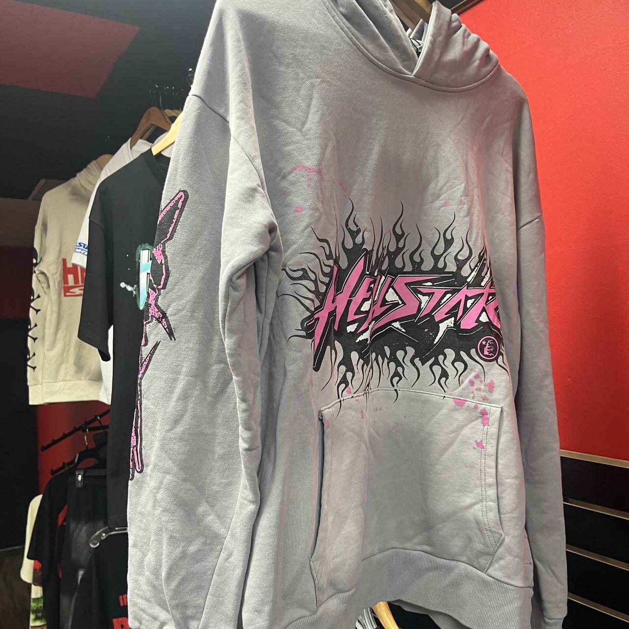 HELLSTAR grey and pink hoodie Brand New multiple sizes - Depop