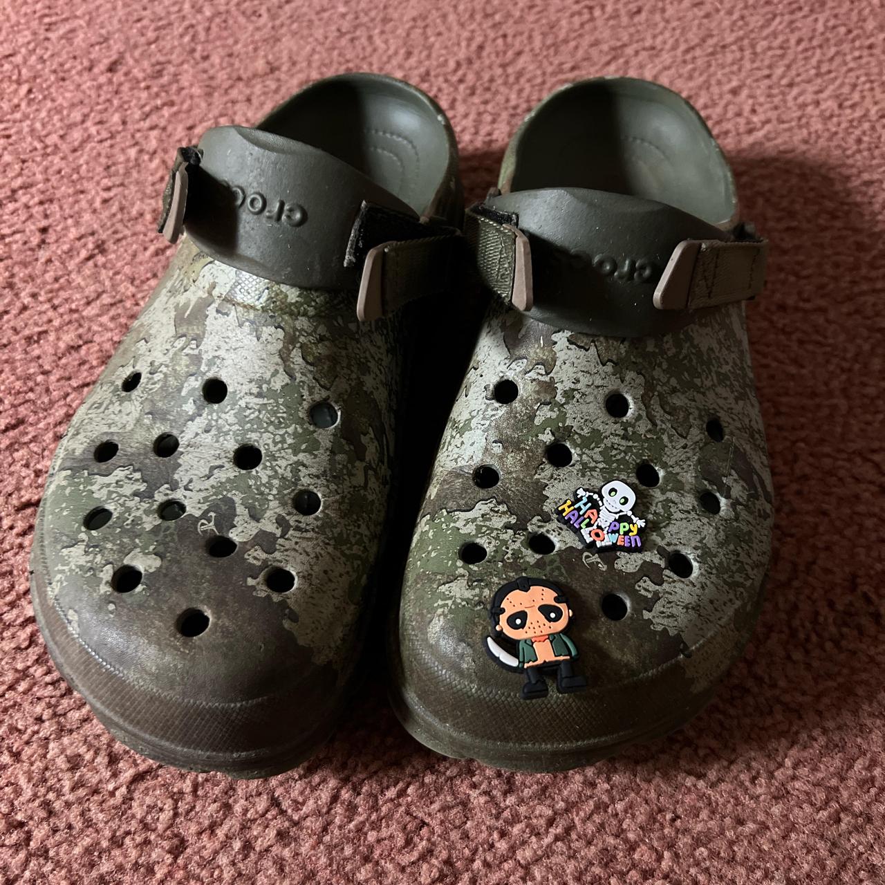 Camo Crocs Jason Voorhees Crocs #horror #crocs - Depop