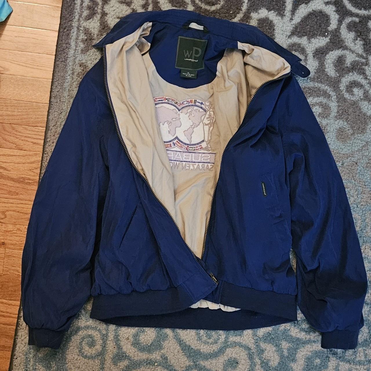 Y2k Weather proof jacket with embroidered Subaru... - Depop