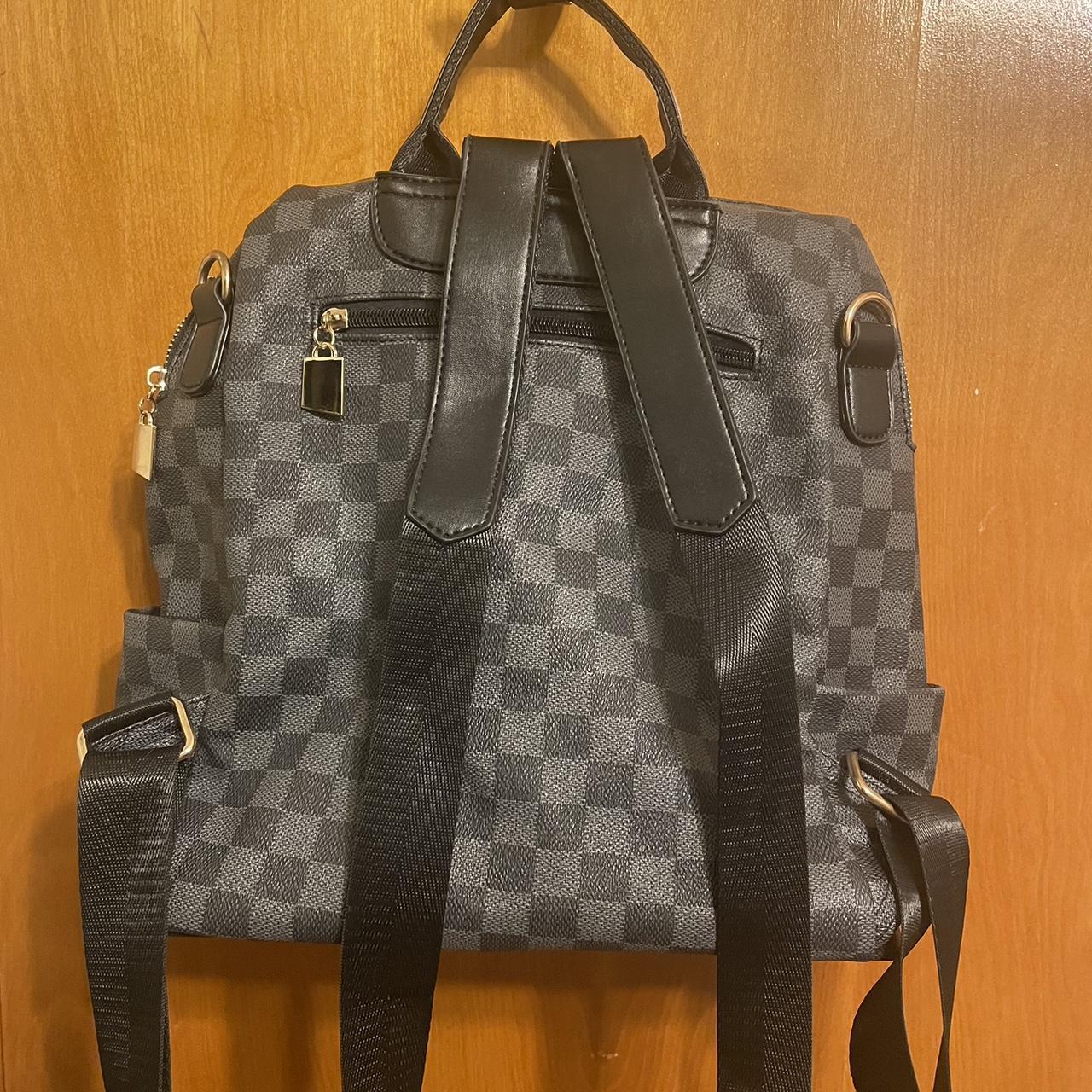 Black and grey trendy backpack. Size description in... | Depop