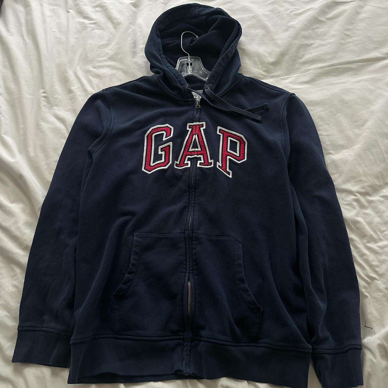 Navy blue & Red Gap zip up hoodie #hoodie | Depop