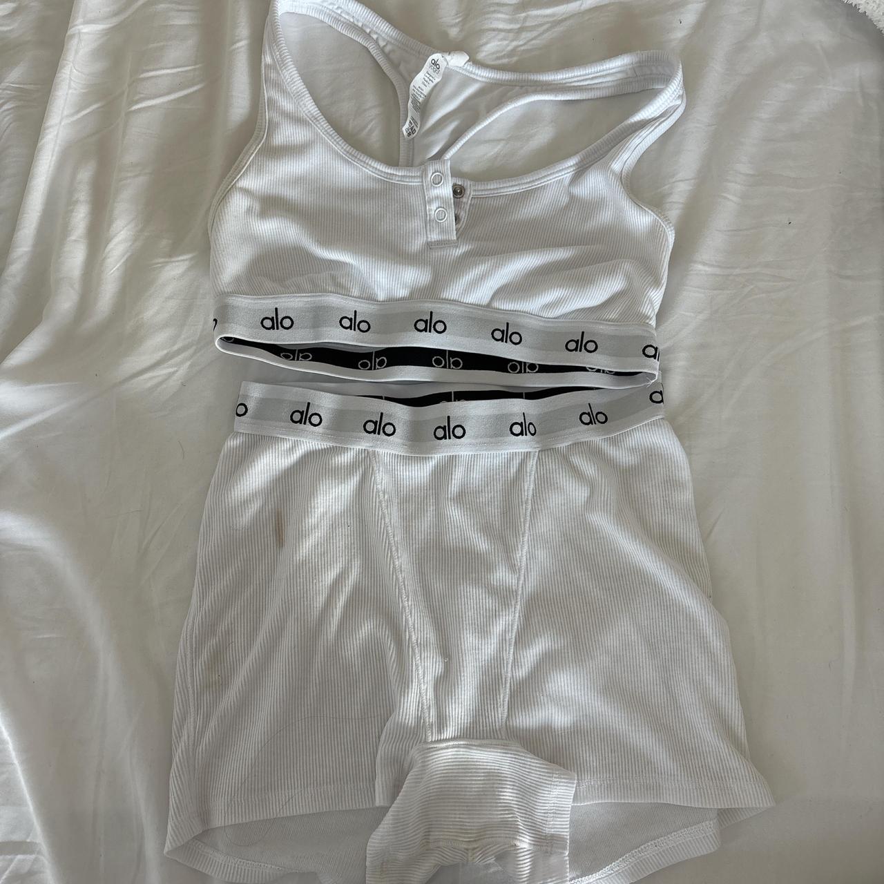 alo boxer and bra set, small stain could probably be... | Depop