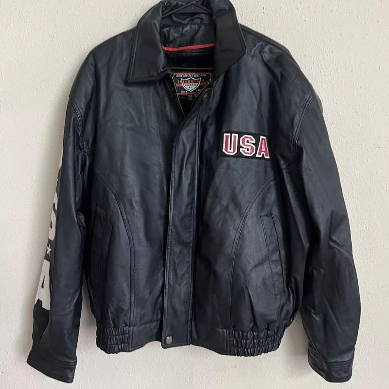 Vintage Interstate Leather Mens USA Flag Leather... - Depop