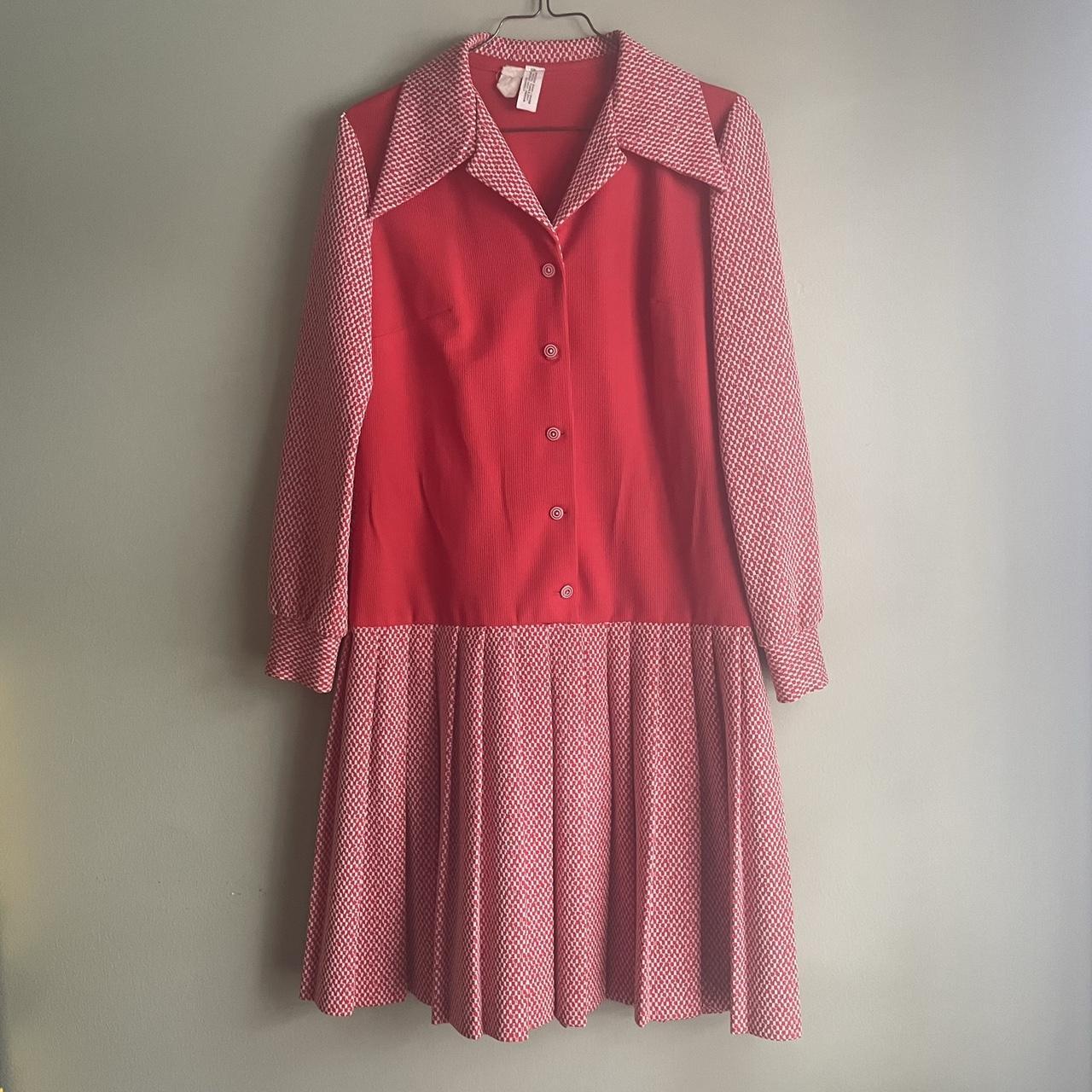 60’s red and white mod dress with wonderful buttons!... | Depop