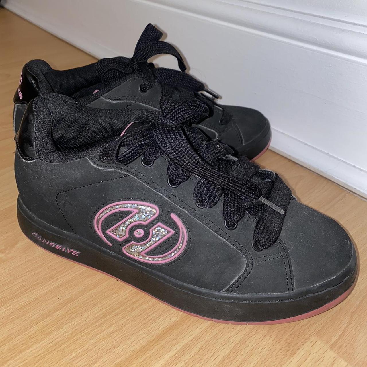 original black and pink heelys with glitter logo,... - Depop
