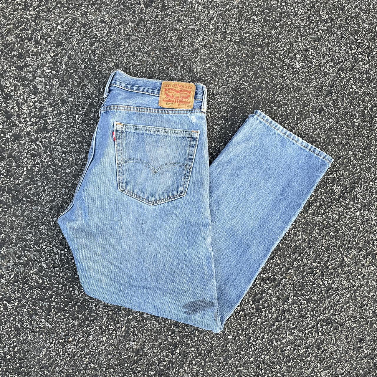 Vintage Levi’s 505 distressed light wash jeans... - Depop