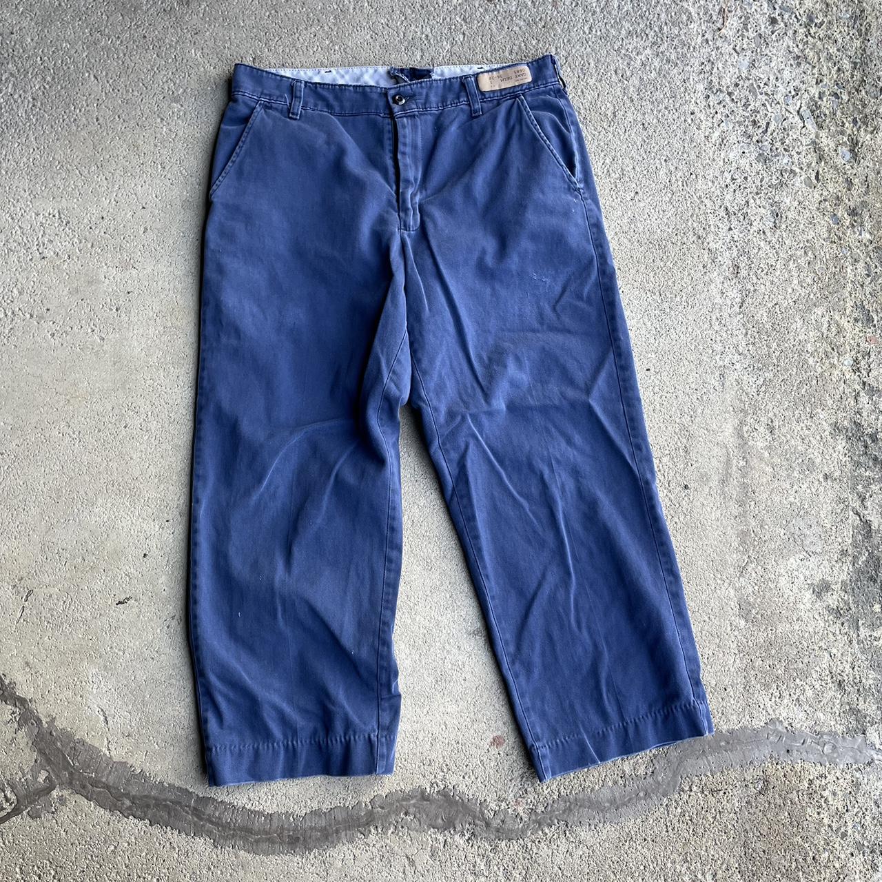 Vintage Blue distressed work pants Good overall... - Depop