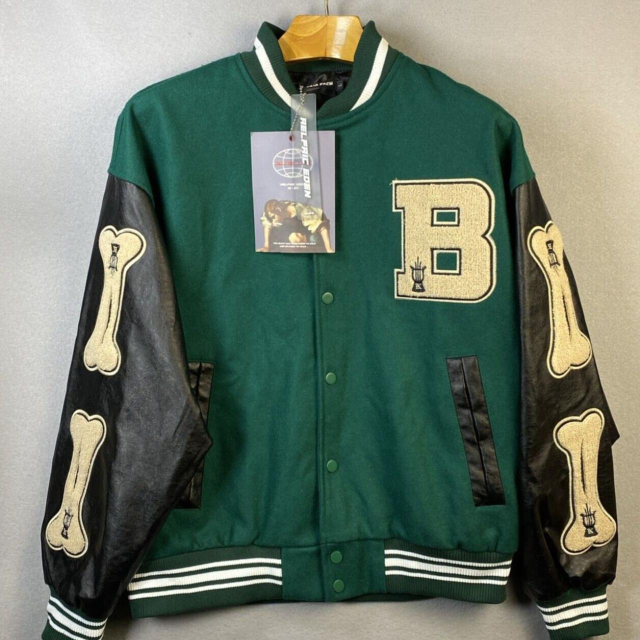 Aelfric Eden Varsity Jacket Men L Green Bones... | Depop