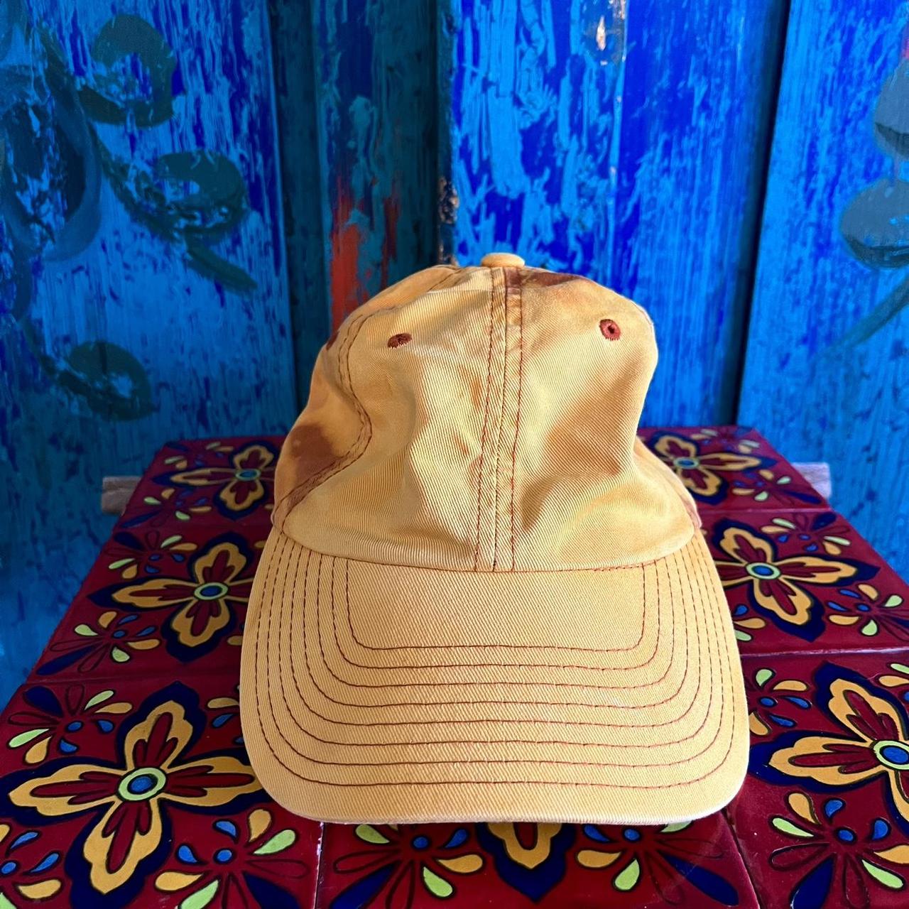 Urban Outfitters cap Orange yellow Hand bleached... - Depop