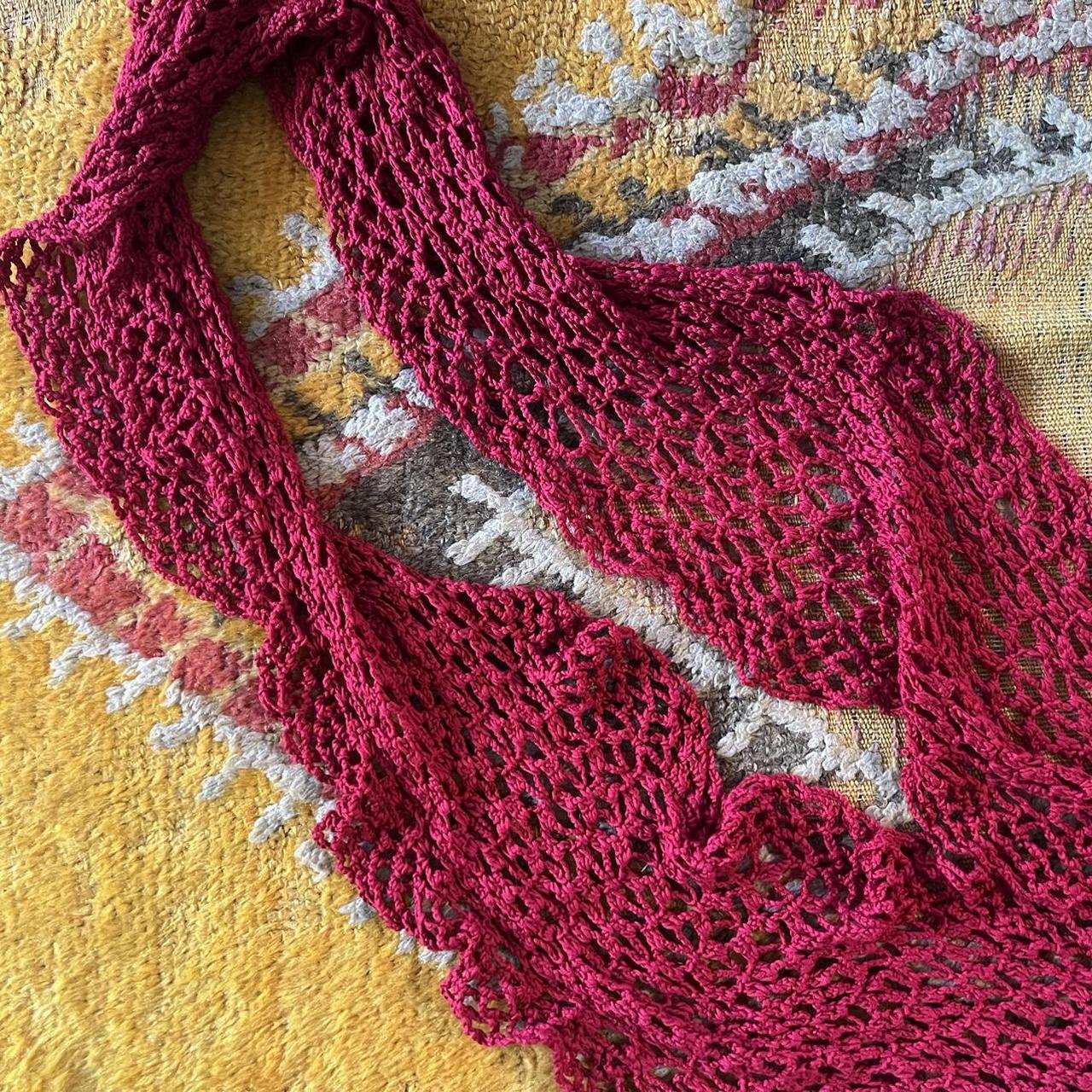 Red frilly knit scarf Long One size - Depop