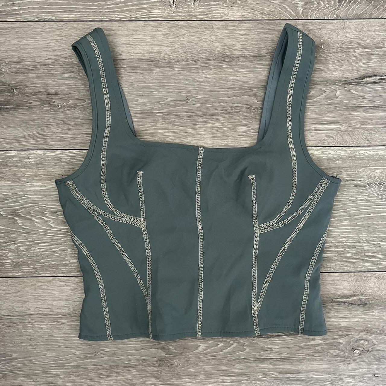 MISSGUIDED CONTRAST STITCH CORSET TOP SIZE 10 WORN... - Depop